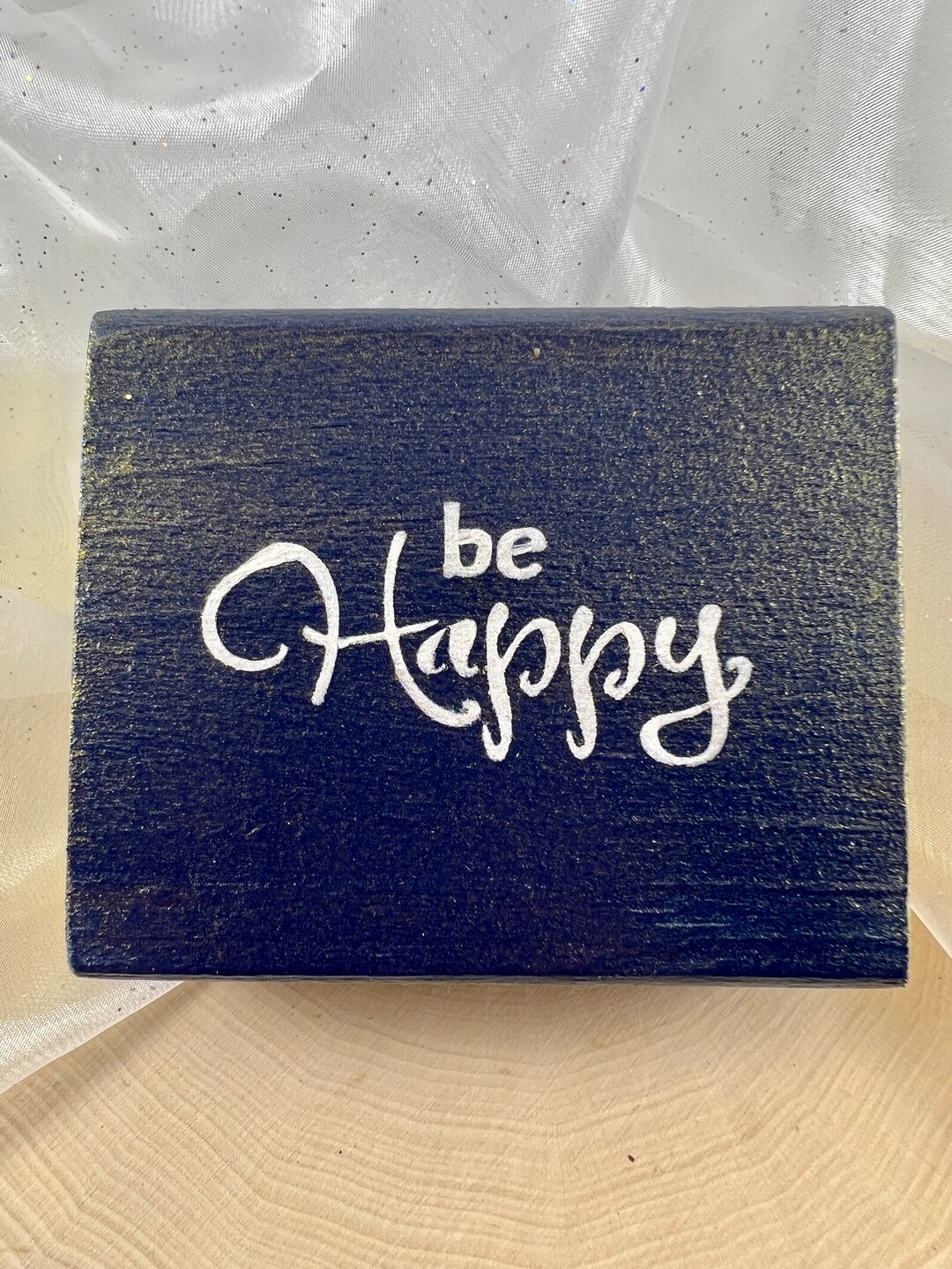Home Decor, Wood Block, Be Happy Sign, Wood Gift, Shelf Sitter ...