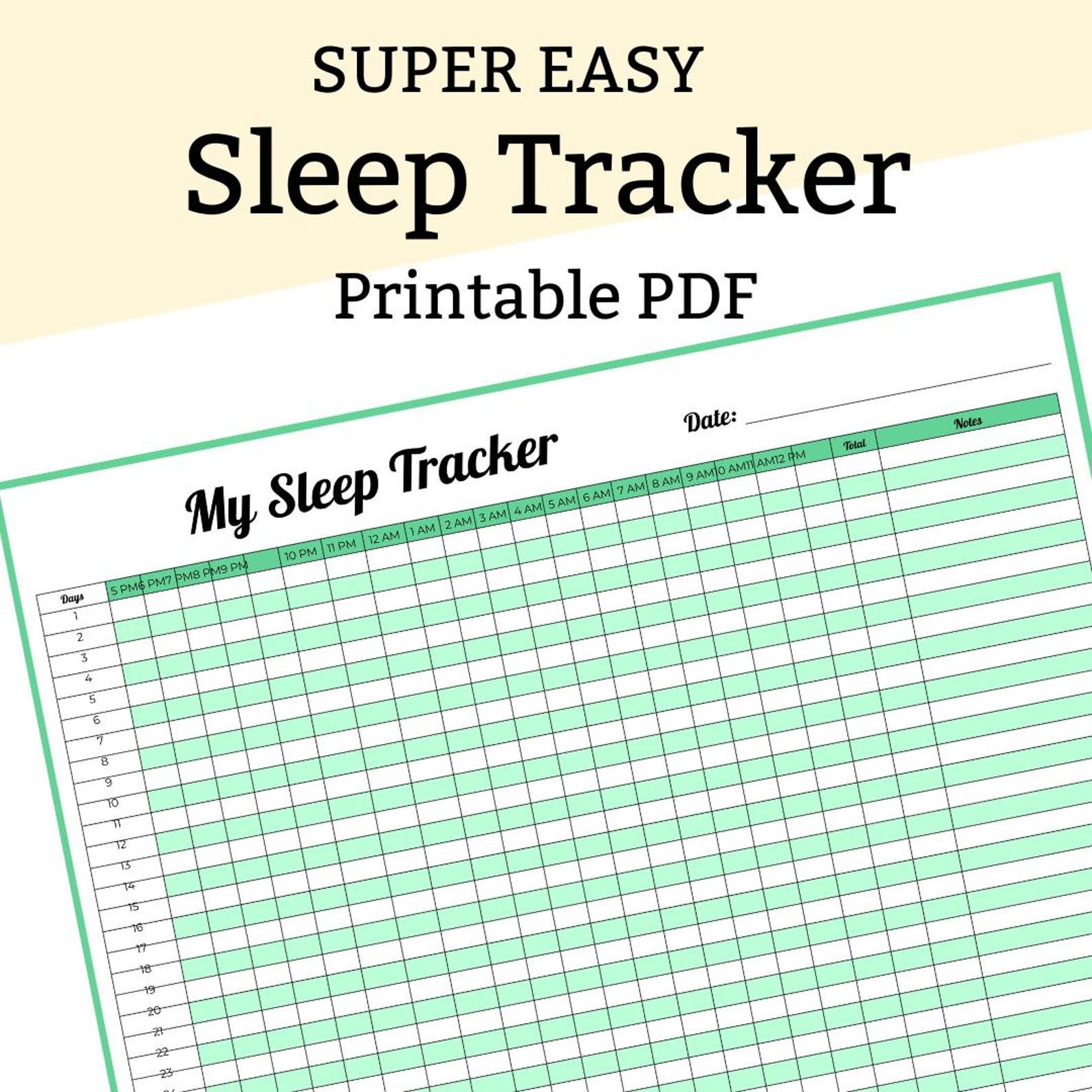 Printable Sleep Tracker PDF | Monthly Sleep Log Printable | Sleep ...