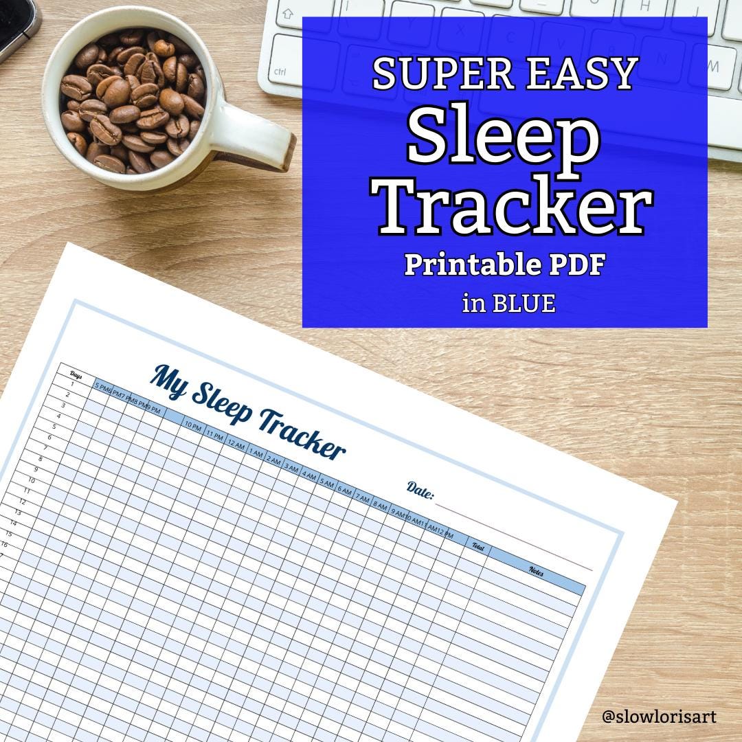 Instant Download Sleep Log in Blue, Sleep Habit Tracker, Blue Printable ...