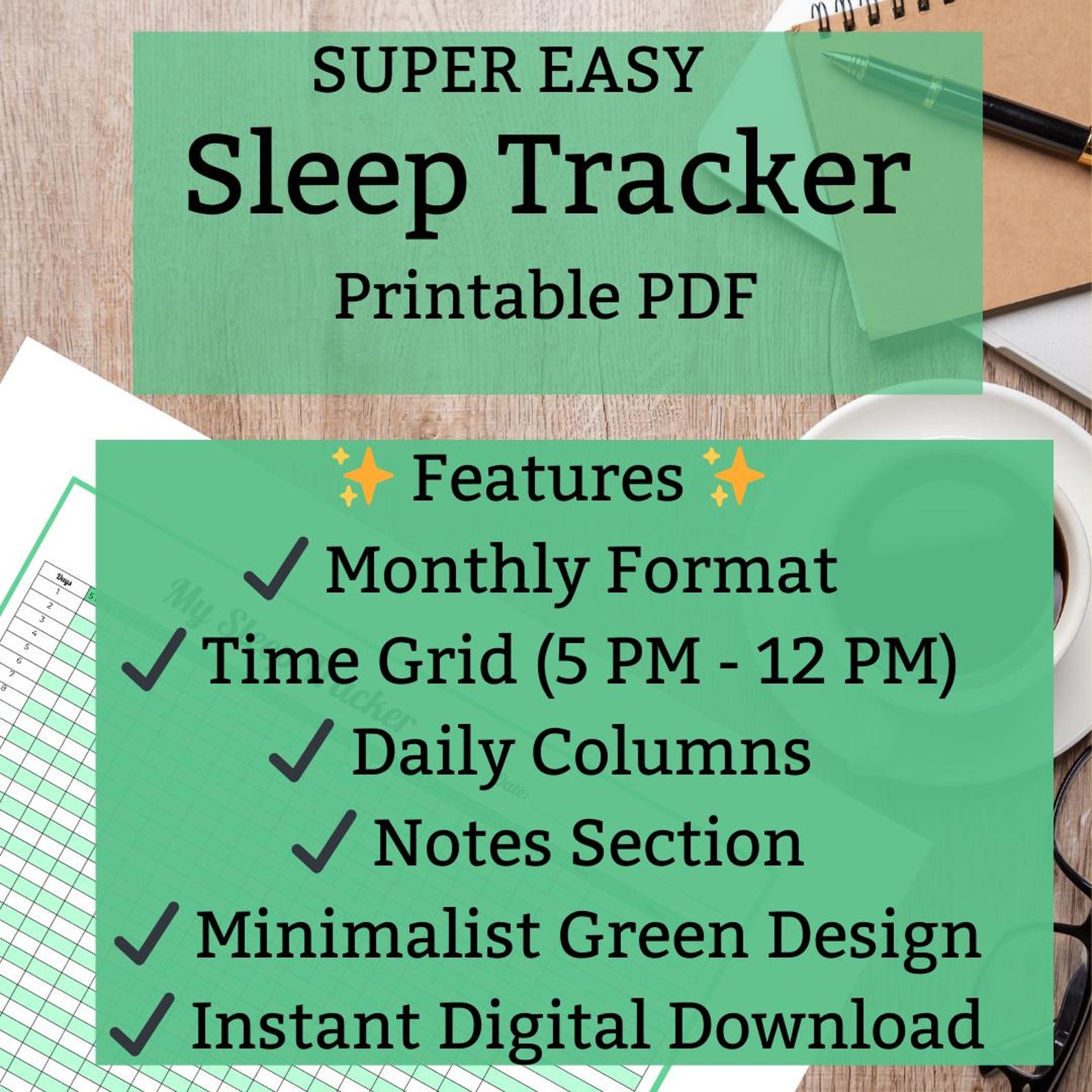 Printable Sleep Tracker PDF | Monthly Sleep Log Printable | Sleep ...