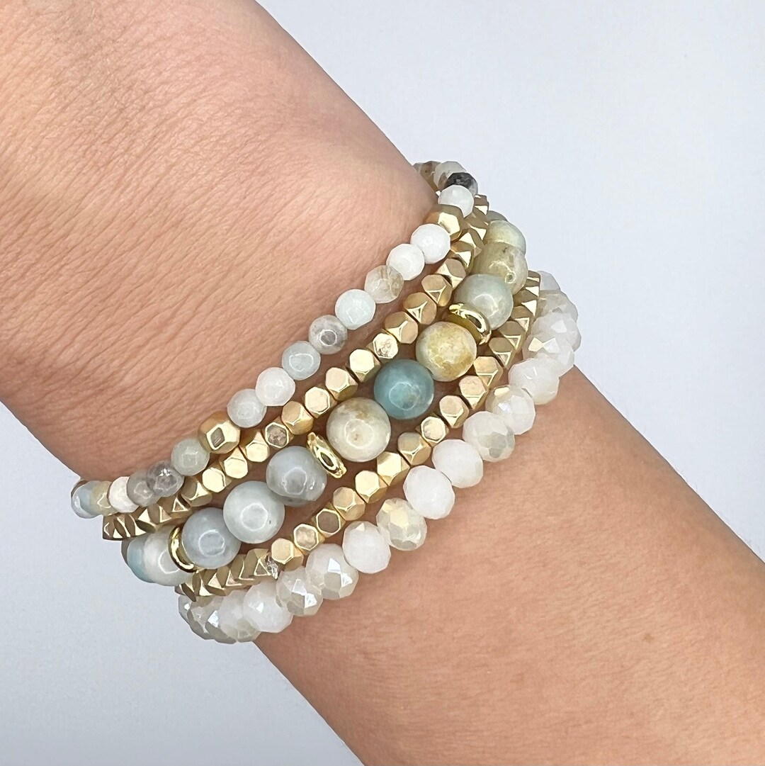 Set of 5 Stacking Bracelets | Layering Bracelet Set | Gemstone Bracelet ...