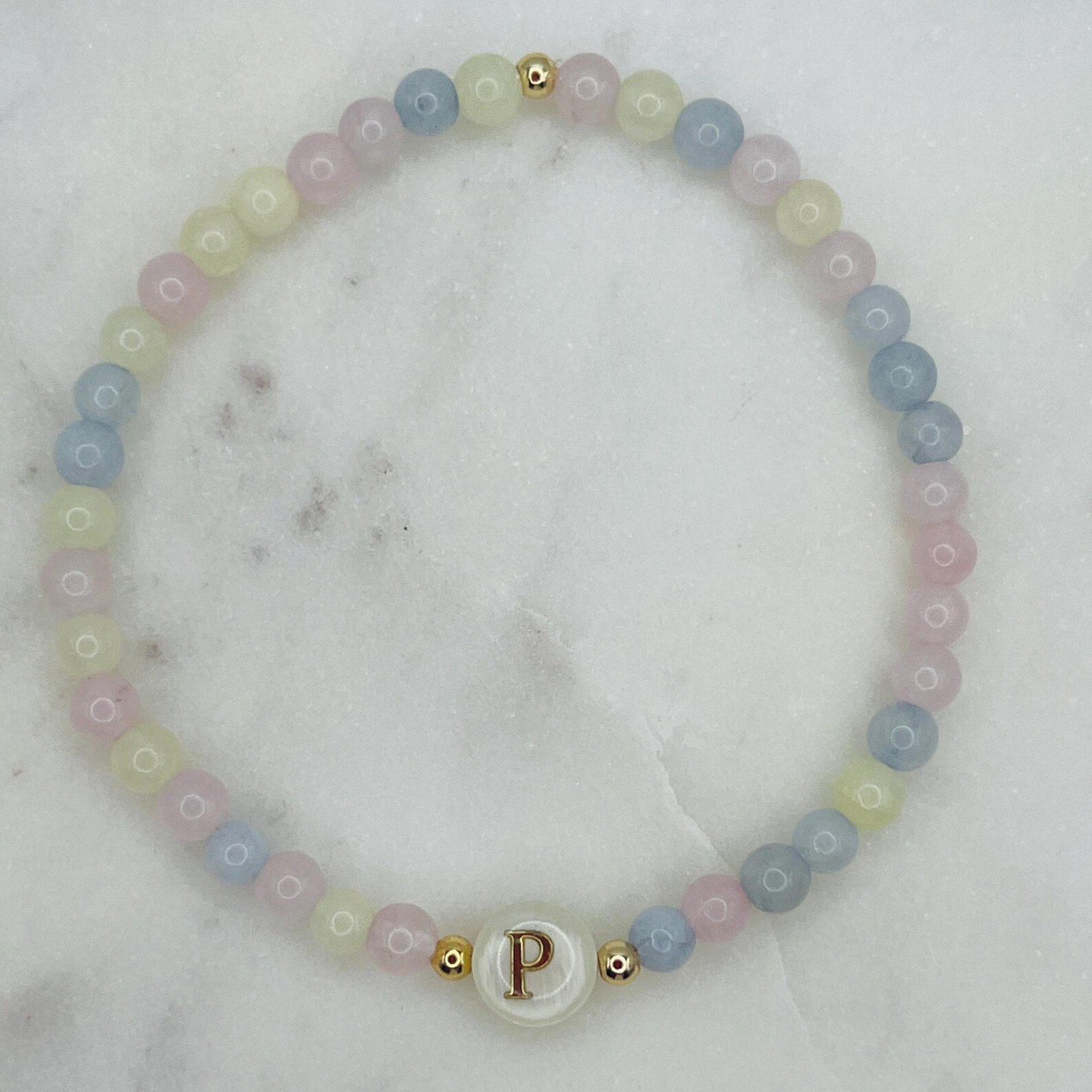 Beaded Initial Bracelet | Pearl Initial Bead Bracelet | Personalized ...