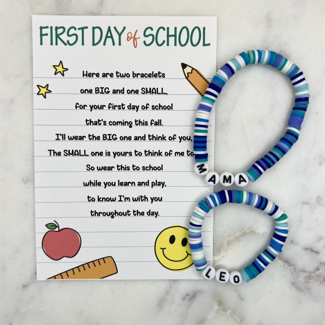 First Day of School Bracelet for Boys | Mom and Son Matching Bracelet ...