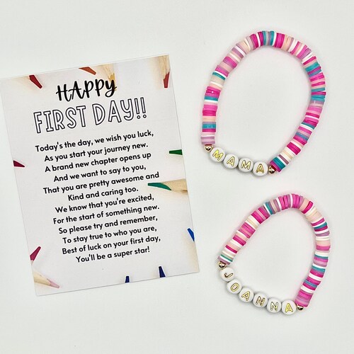 Back to School Beaded Heart Bracelet Set - Etsy