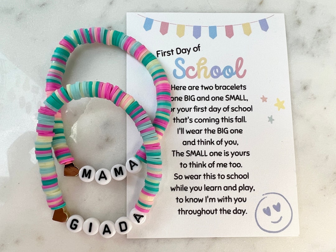 First Day of School Bracelet Set Mommy and Me Bracelet Kindergarten ...