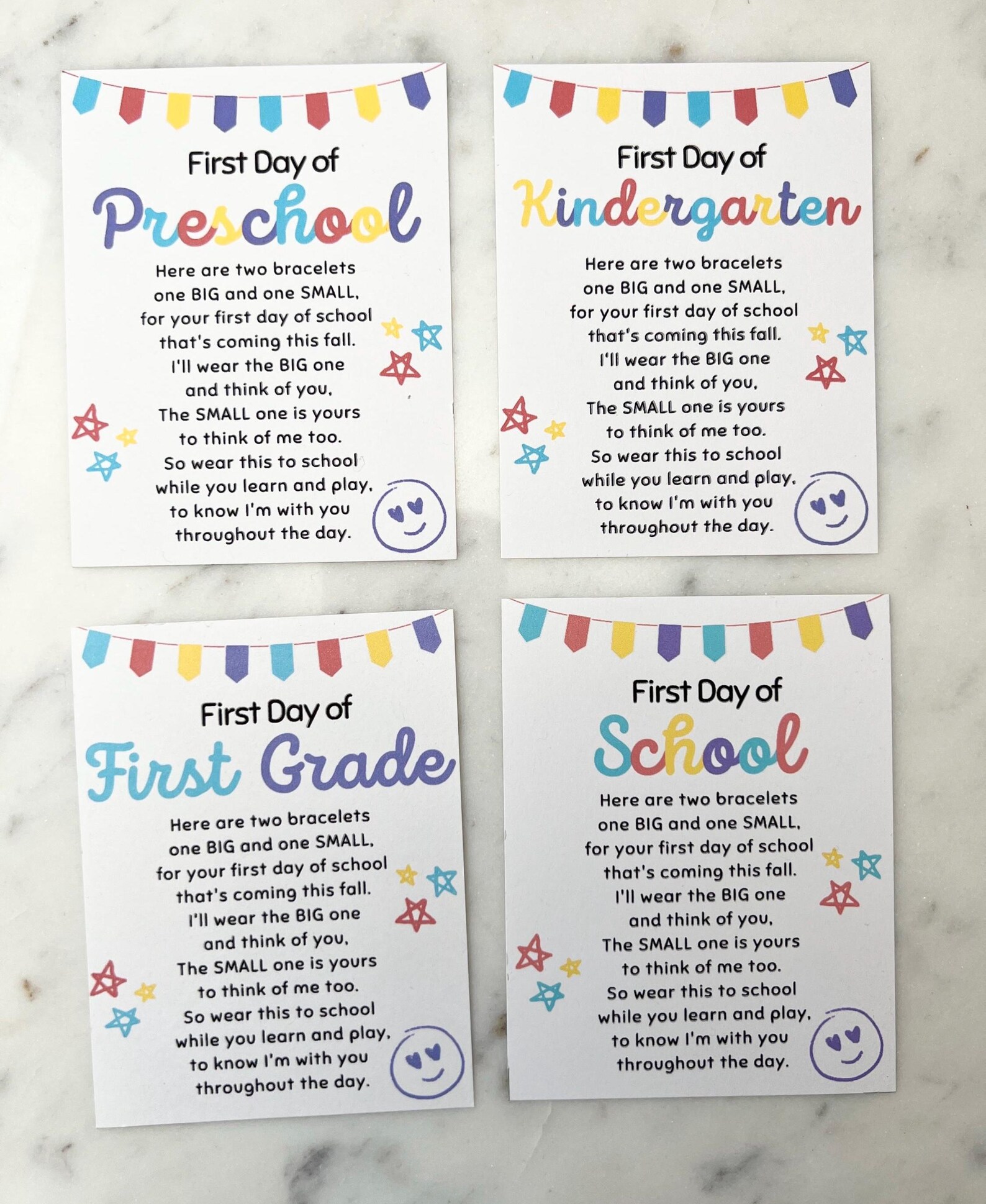 First Day of School Bracelet Set Mommy and Me Bracelet Kindergarten ...