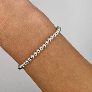 Sterling Silver Beaded Bracelet | Silver Bead Stretch Bracelet | Silver ...