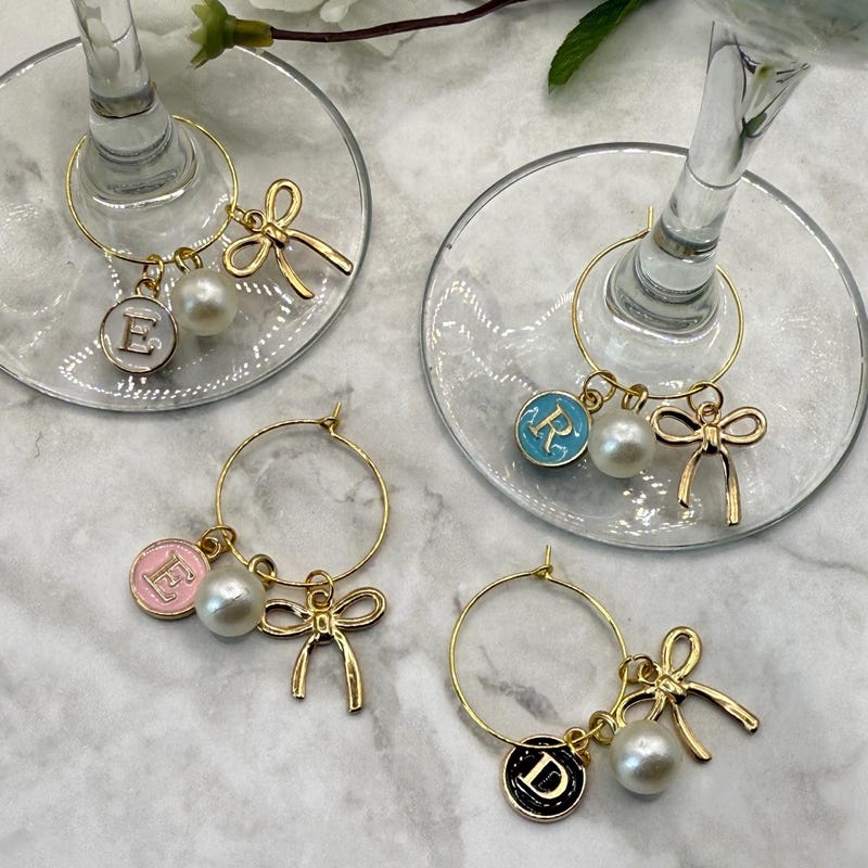 Wine Tags Initial - Etsy