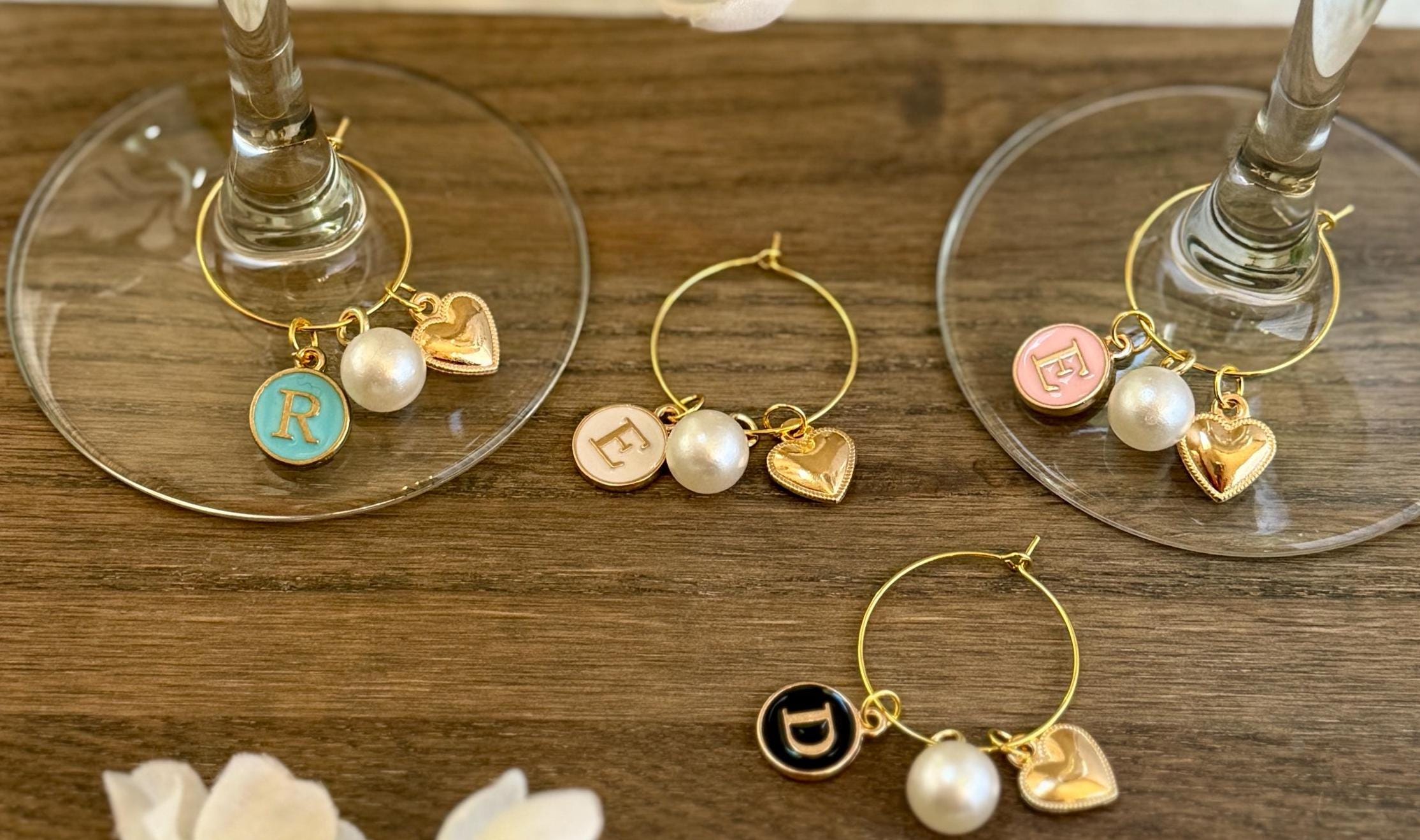Custom Initial Wine Glass Charms | Heart Wine Charms | Personalized ...