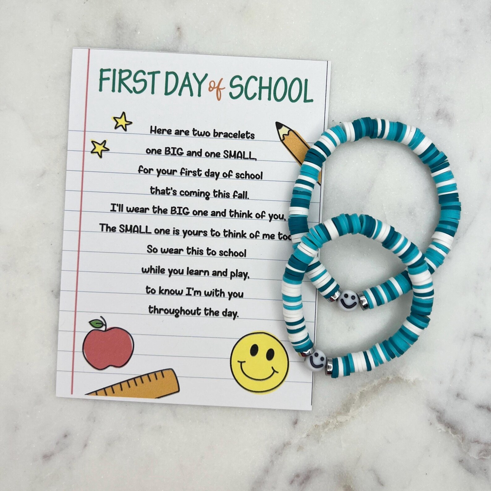 Mom and Son Back to School Bracelet Set | First Day of School Bracelet ...