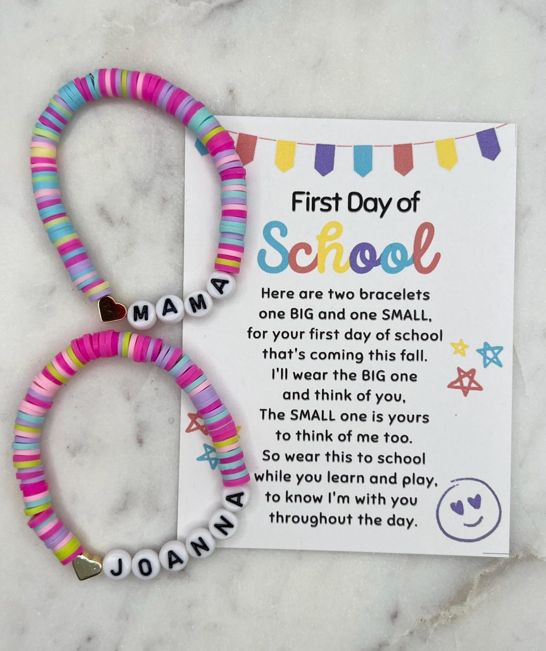 First Day of School Bracelet Set | Mommy and Me Bracelet | Kindergarten ...