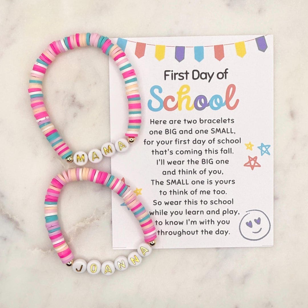 Back to School Bracelet Set | Mommy and Me Bracelets | First Day of ...