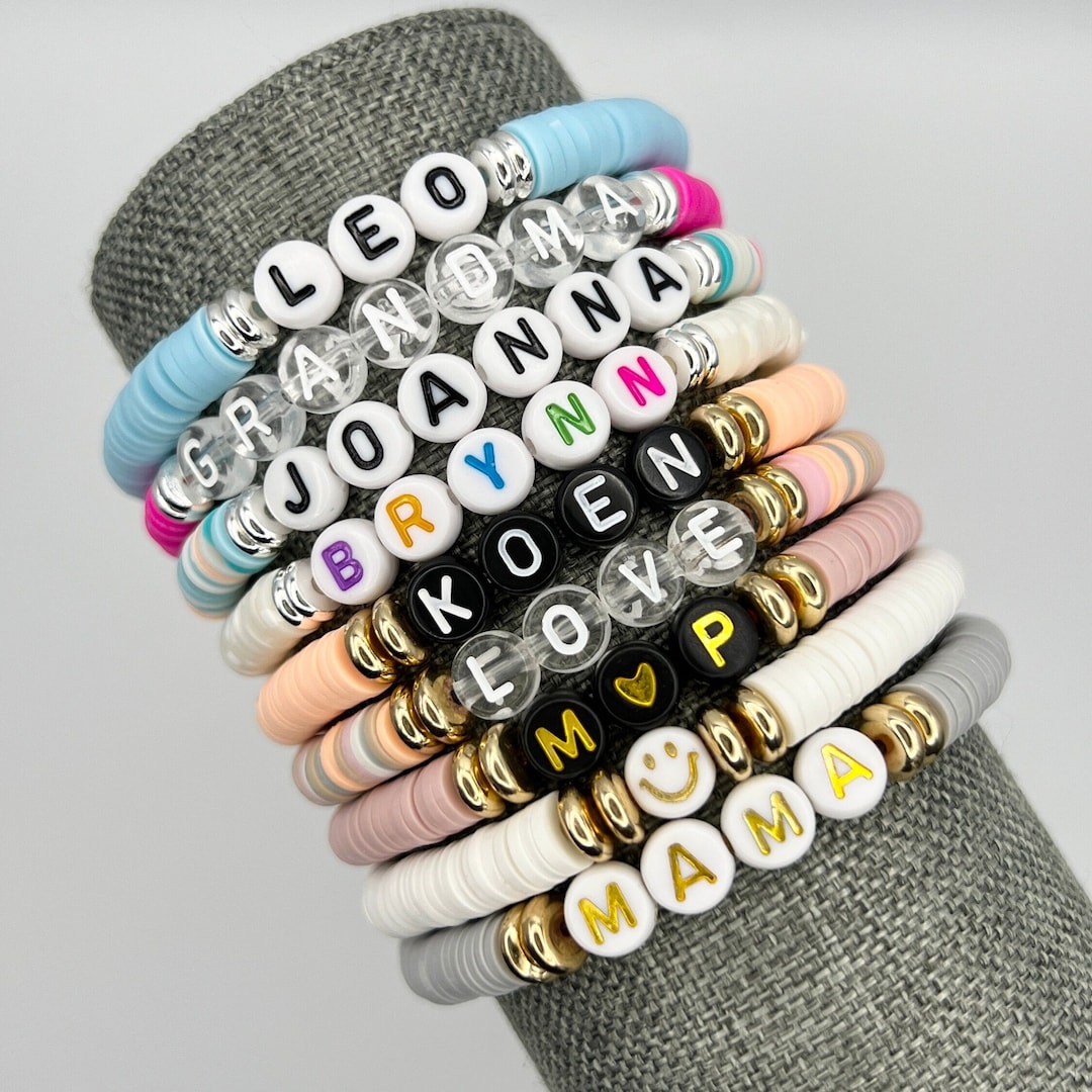 Personalized Name Beaded Bracelet | Custom Name Bracelet | Word ...