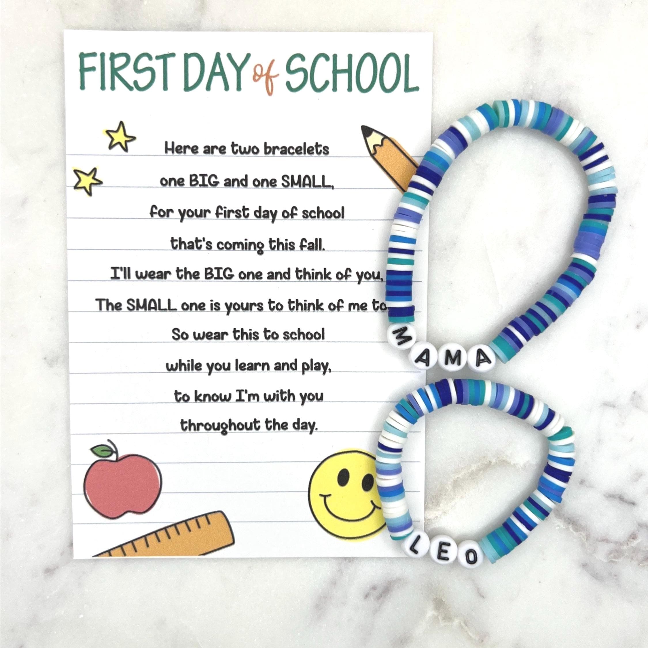 First Day of School Bracelet for Boys | Mom and Son Matching Bracelet ...