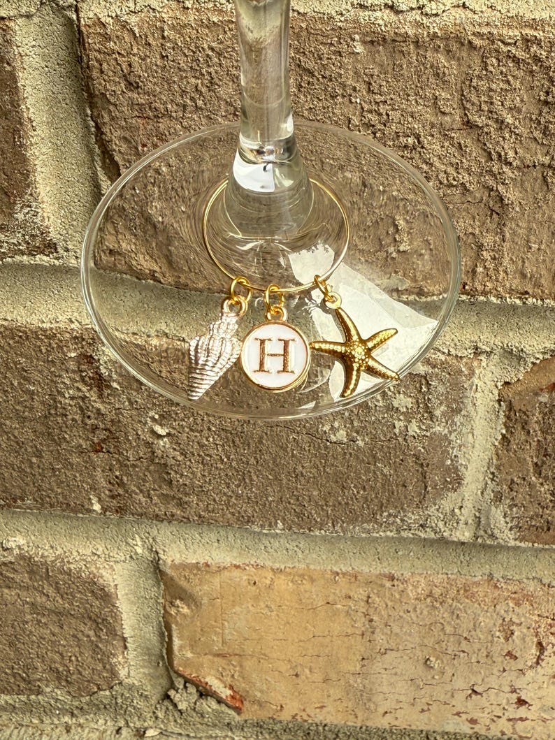 Last Toast on the Coast Initial Wine Charm, Beach Theme Bachelorette ...
