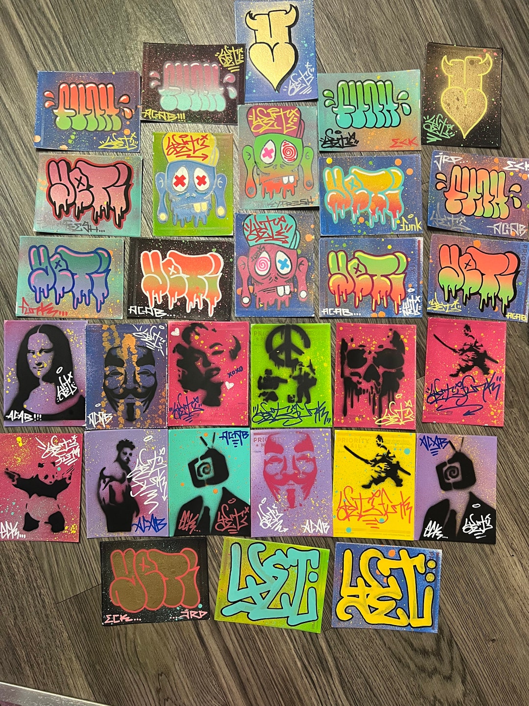 Graffiti Sticker Pack 10 Count Hand-drawn/painted - Etsy