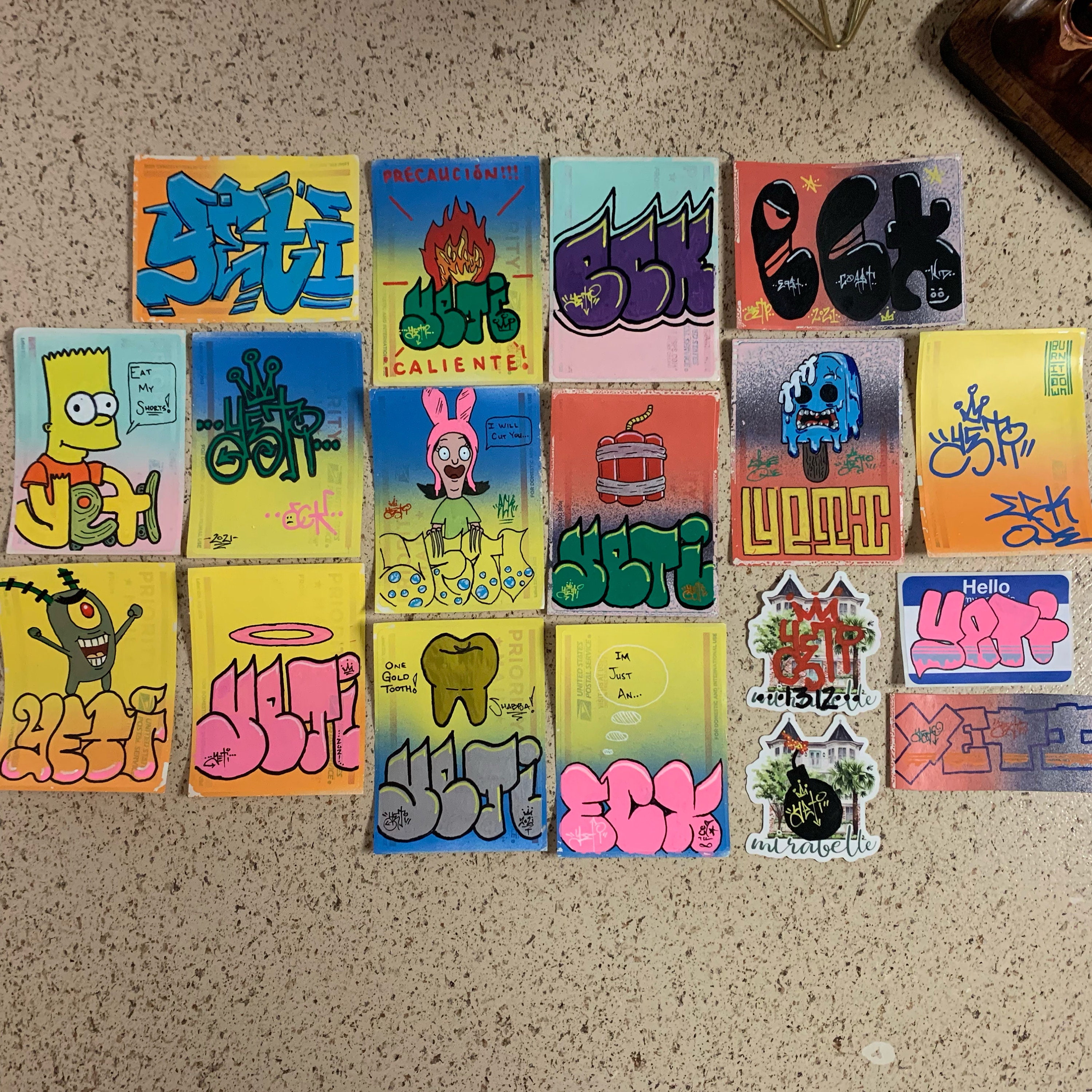 Graffiti Sticker Pack 10 Count Hand-drawn/painted - Etsy