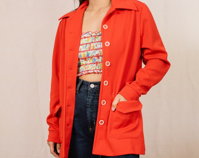Vintage 60s/70s Candy Apple Red Jacket | Size Medium-large | Polyester ...