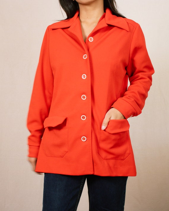 Vintage 60s/70s Candy Apple Red Jacket | Size Medium-… - Gem
