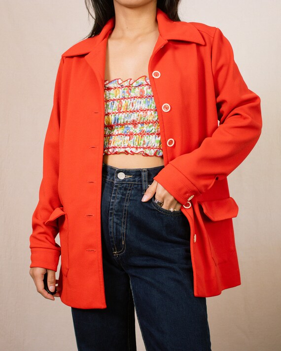 Vintage 60s/70s Candy Apple Red Jacket | Size Medium-… - Gem