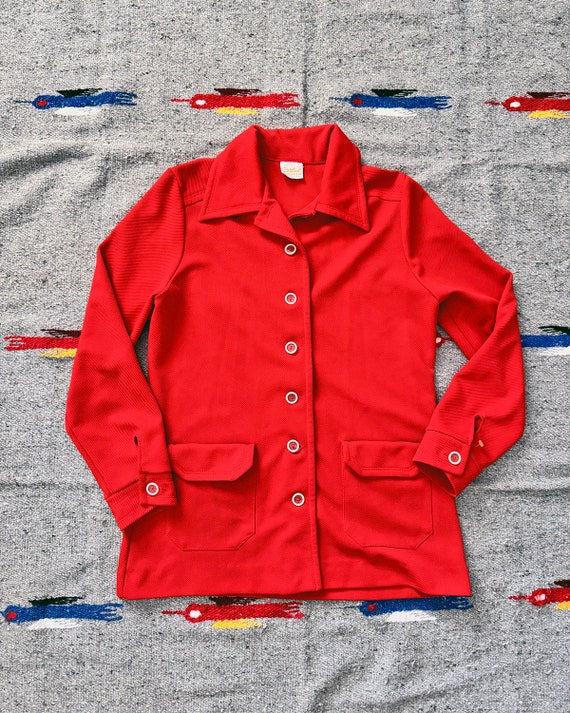 Vintage 60s/70s Candy Apple Red Jacket | Size Medium-… - Gem