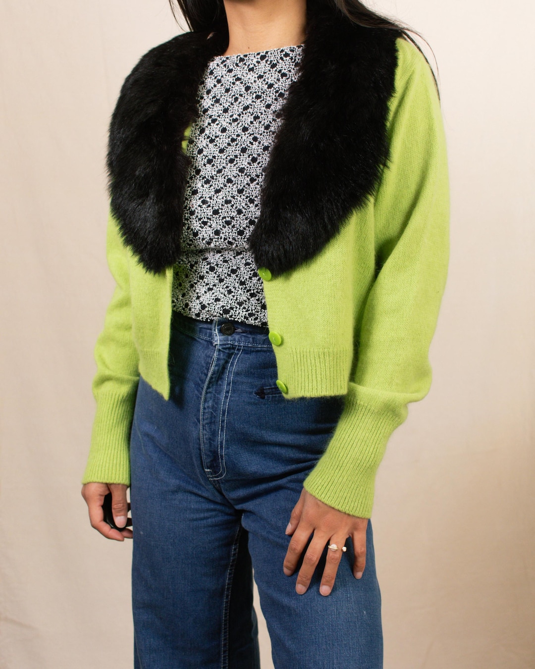 Vintage 90s Lime Green Cardigan | Size Medium - Etsy