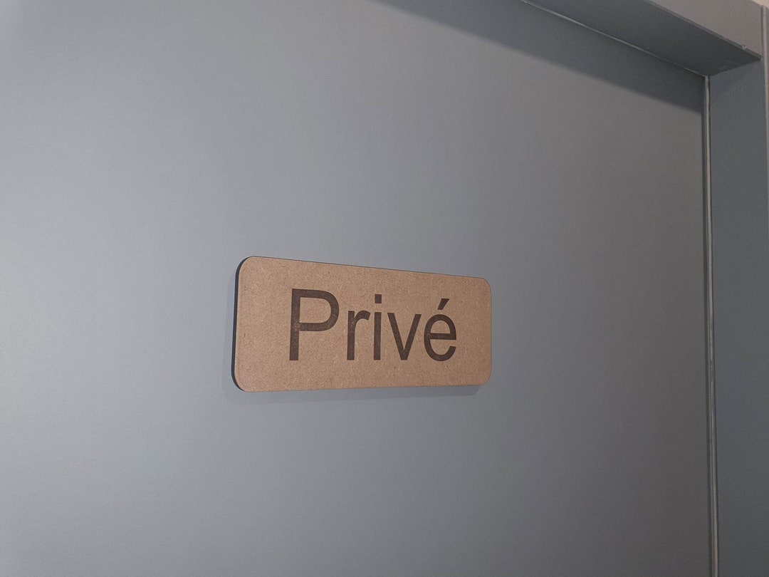 Panneau Privé en MDF, plaque de porte en bois, Pictogramme signalétique ...