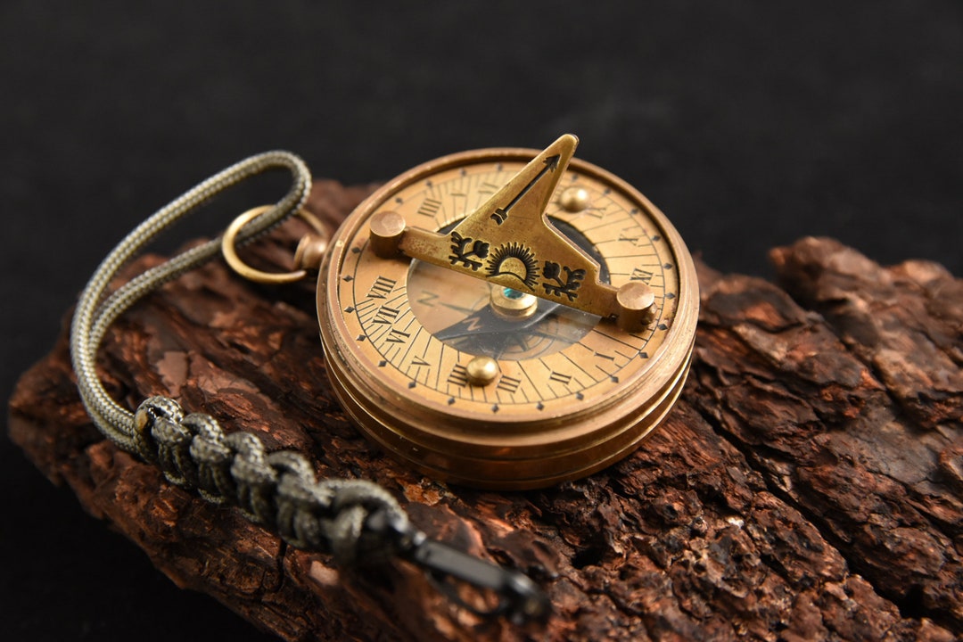 Brass Sundial Compass Handmade Paracord Keychain off Grid Timekeeping ...