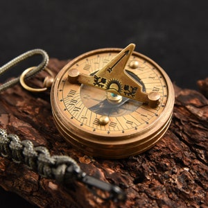 Brass Sundial Compass Handmade Paracord Keychain off Grid Timekeeping ...