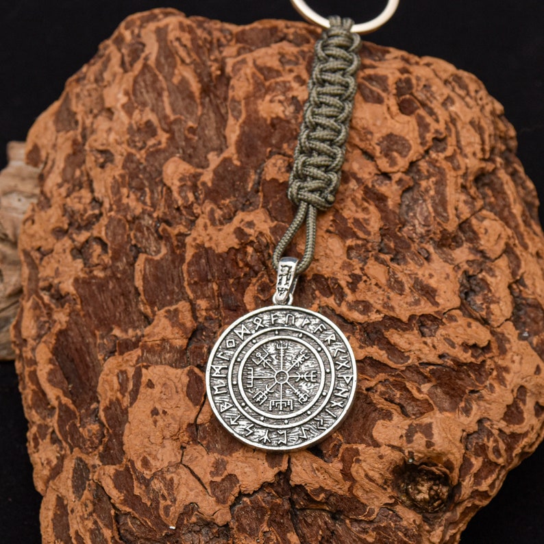 Viking Compass Keychain Lanyard Wayfinder Icelandic Talisman - Etsy