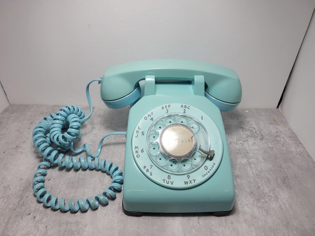 Retro Western Electric Aqua Blue Rotary Dial Phone, Vintage Bell ...