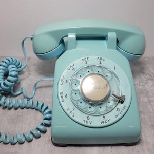 Retro Western Electric Aqua Blue Rotary Dial Phone, Vintage Bell ...