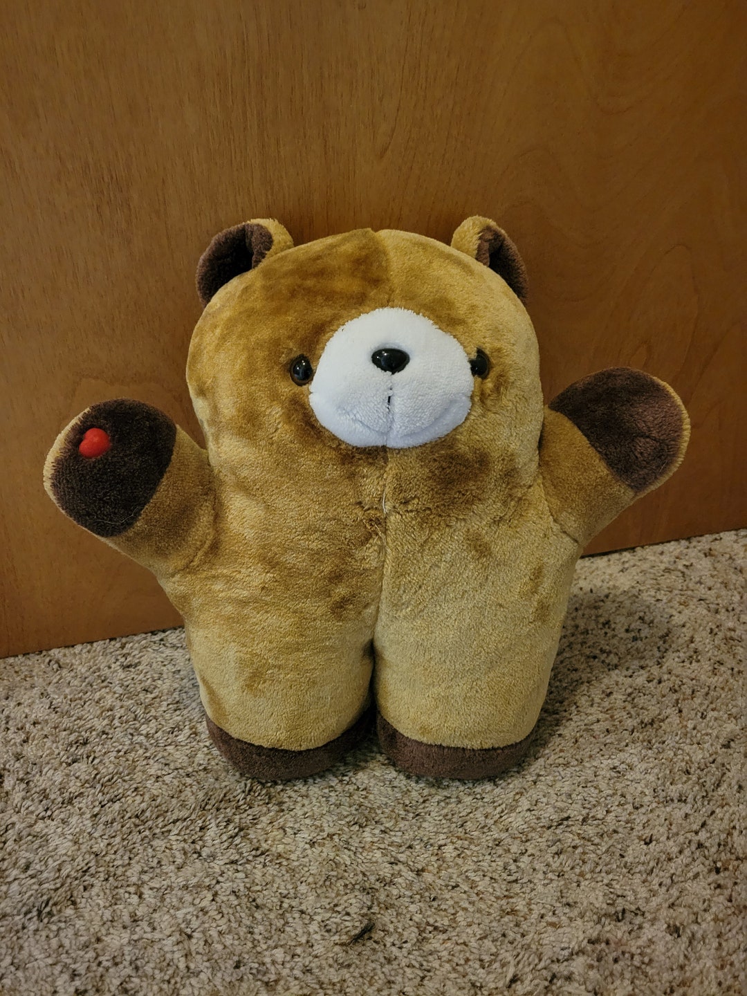 Teddy Tech Plush Cough Buddy Brown Bear With Tiny Red Heart 13 Inch - Etsy