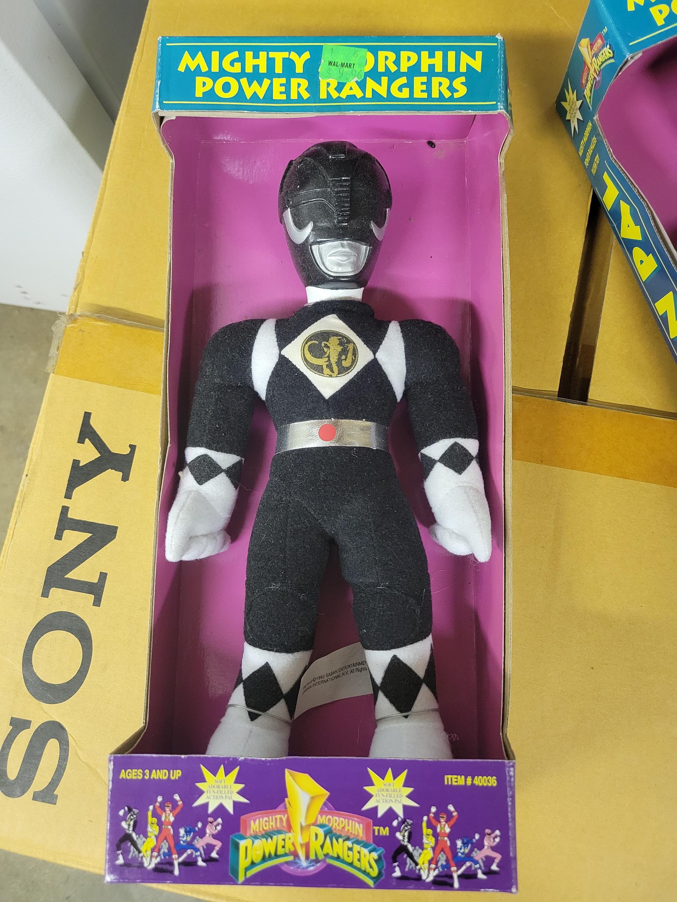Vintage Mighty Morphin Power Rangers Black Action Pal Plush Doll 18 ...