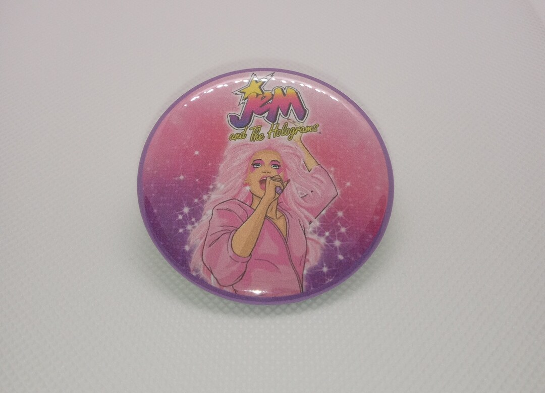 Jem and the Holograms Rockstar Pin Button Mirror Magnet Badge Reel ...