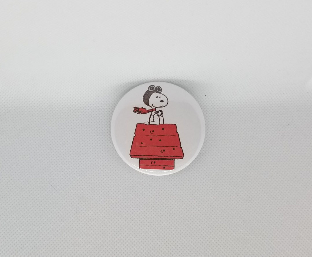 Adorable Peanuts Snoopy VS the Red Baron Pin Button Mirror Magnet Badge ...