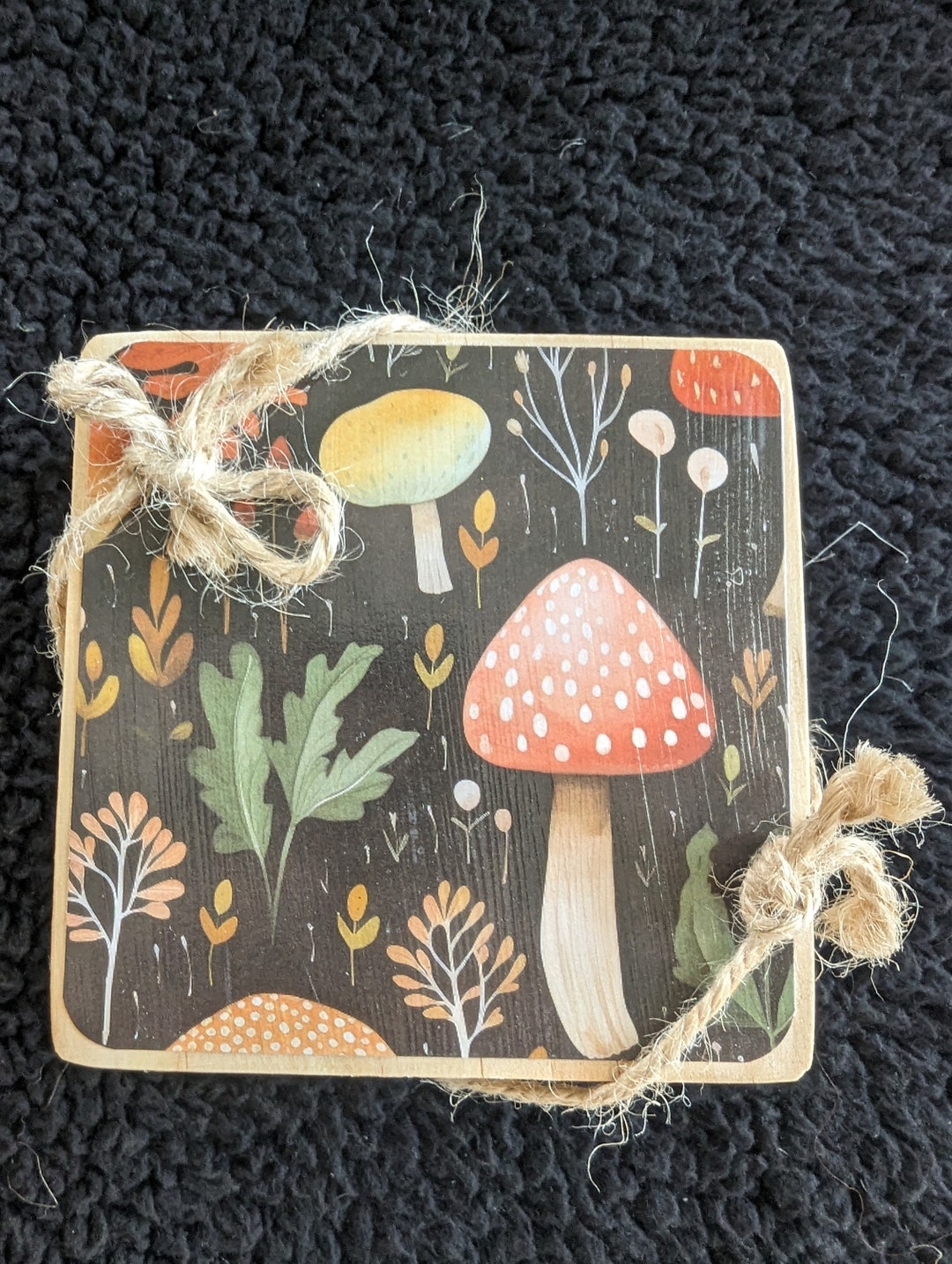 Mushroom Coasters With Black Background - Etsy