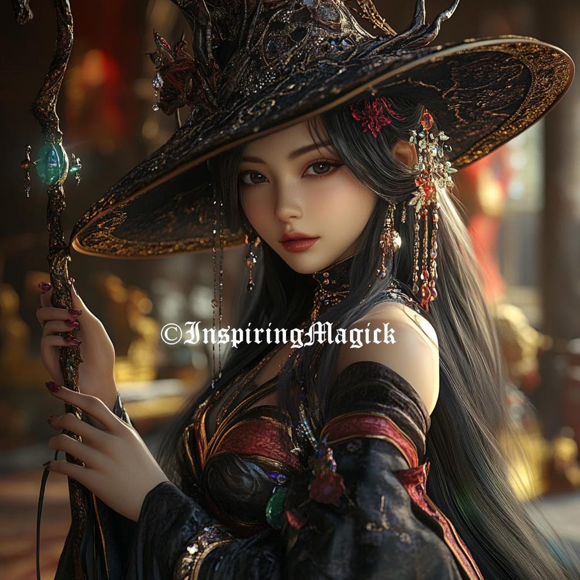 Female Oriental Glamor Witch. Spirit Companion. Conjuring Remote ...