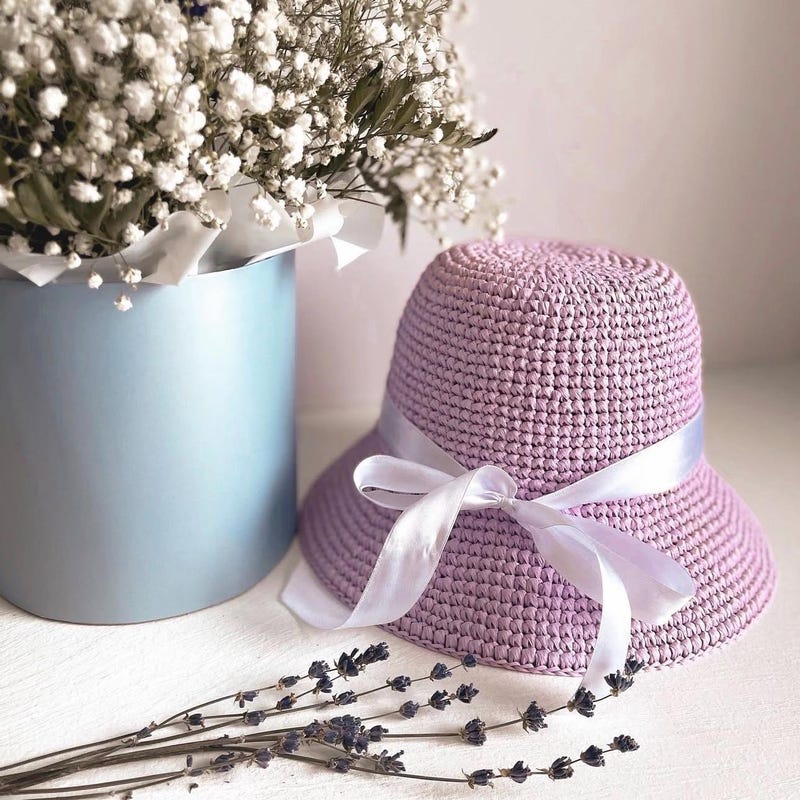 Lavender Crocheted Bucket Hat - Etsy