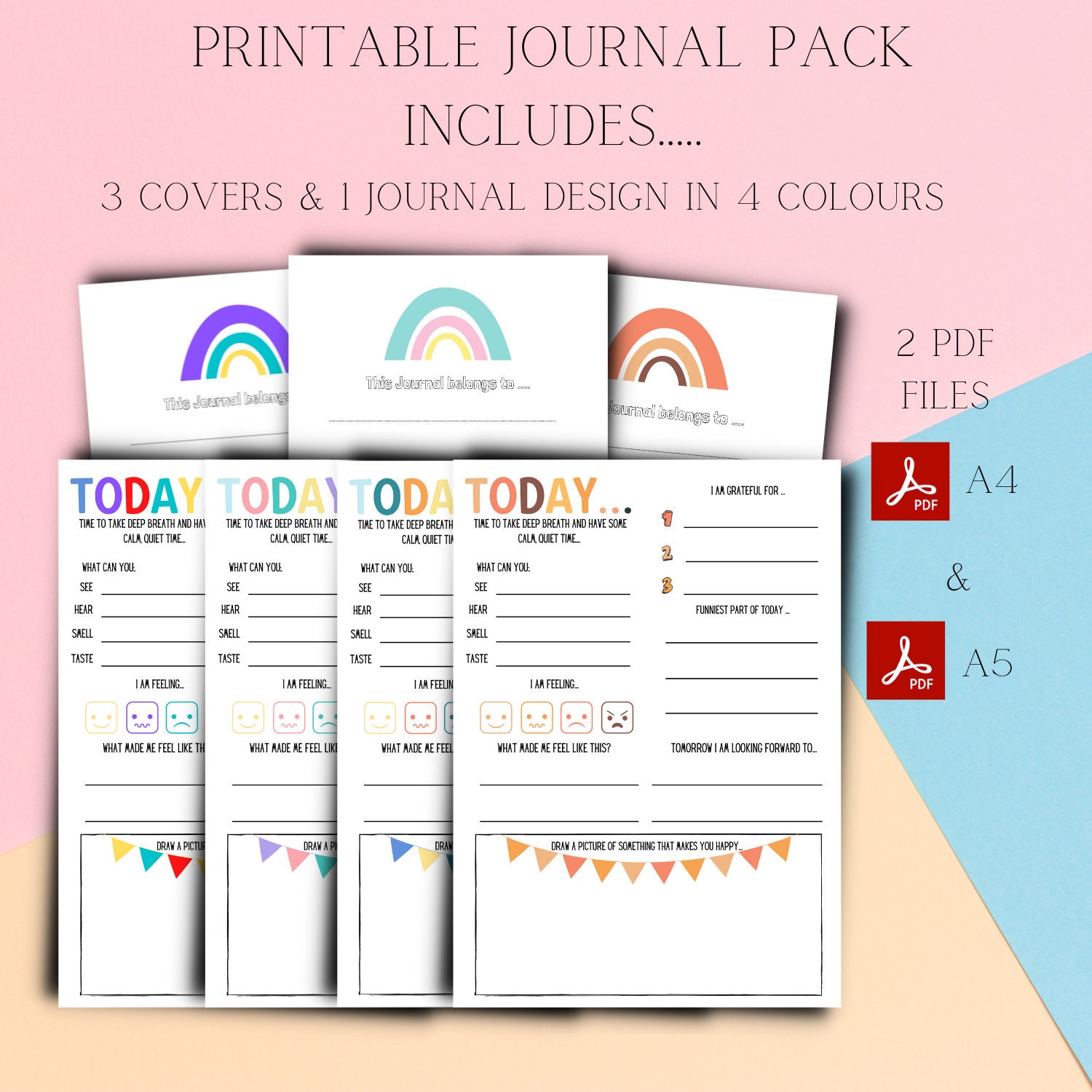 Printable Kids Journal Mindfulness Journal Prompts Kids - Etsy