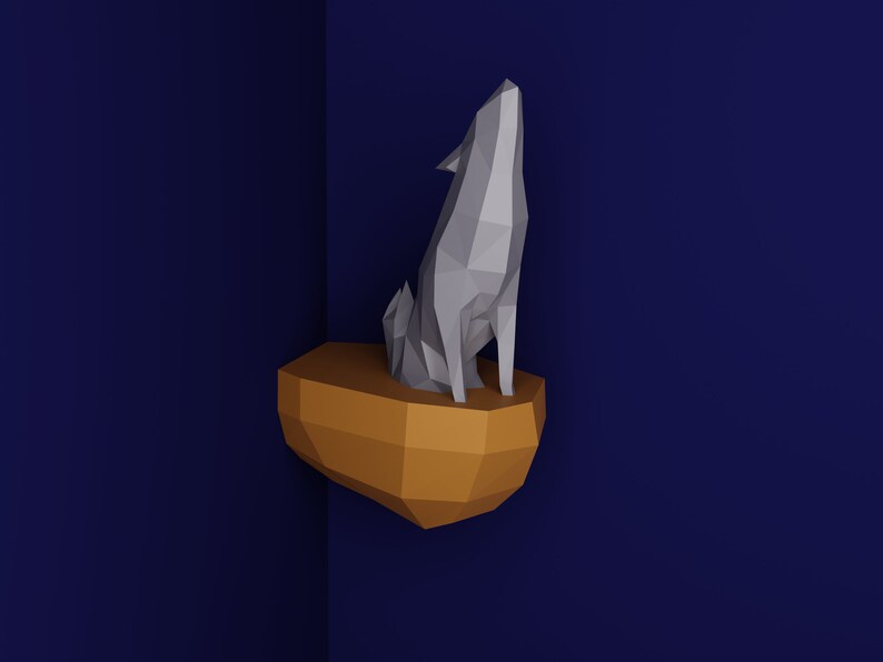 DIY Wolf Papercraft, Paper Craft Wolf on Hill, Template PDF, Paper ...