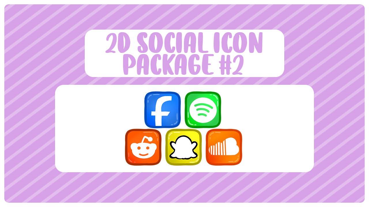 2D Social Media Icons - Hand Drawn - Cartoon Style - Instant Download ...
