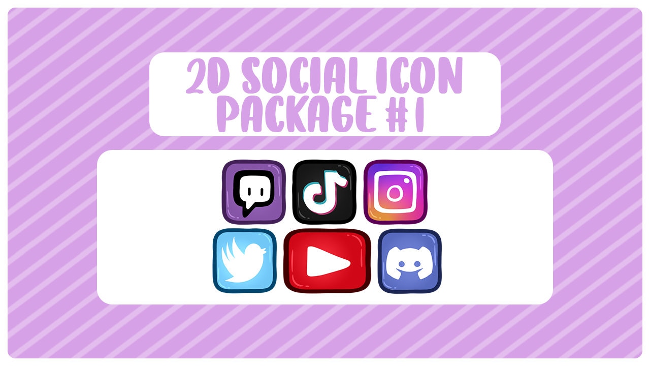 2D Social Media Icons - Hand Drawn - Cartoon Style - Instant Download ...