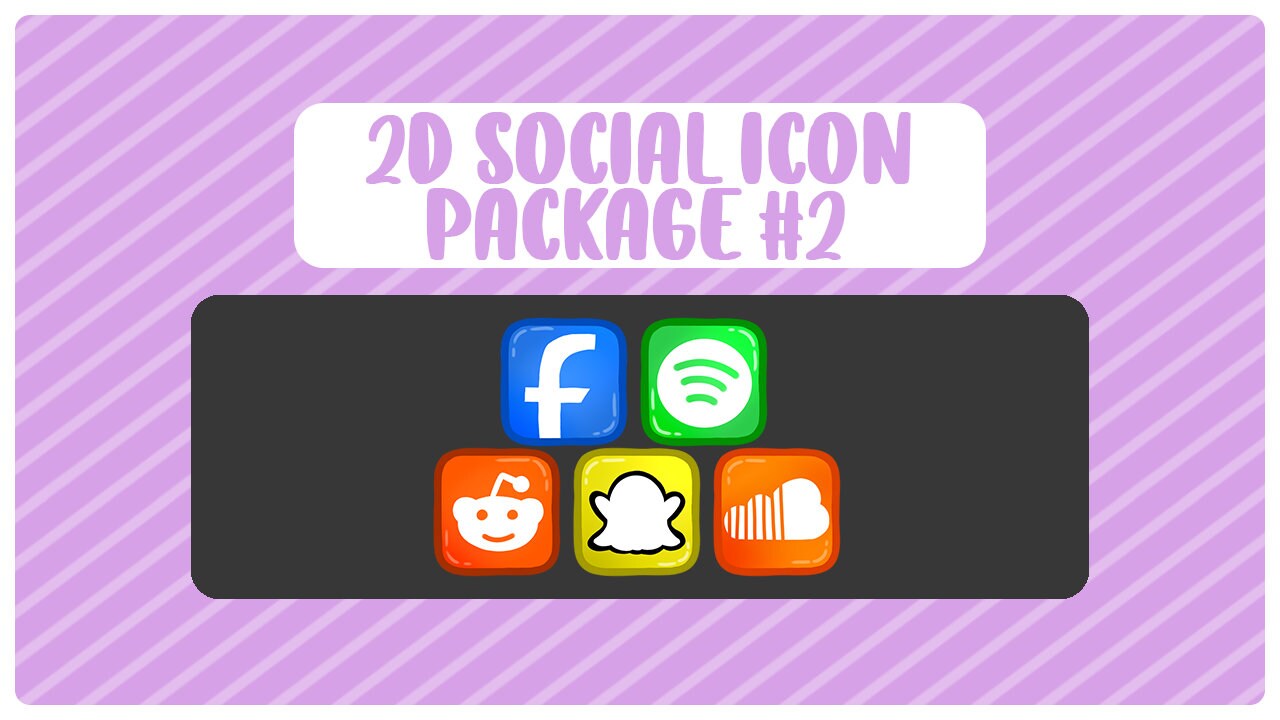 2D Social Media Icons - Hand Drawn - Cartoon Style - Instant Download ...