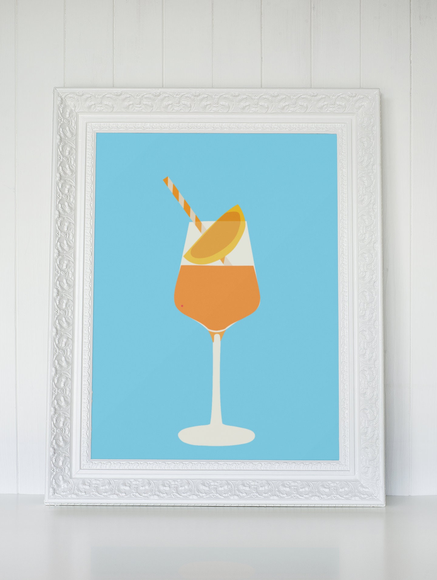 Aperol Spritz Cocktail Blue Background Digital Download Wall Art Bar ...