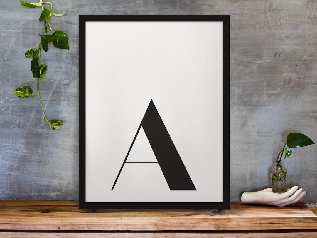 Letter A Black Digital Download Wall Art Typography Printable Minimal ...