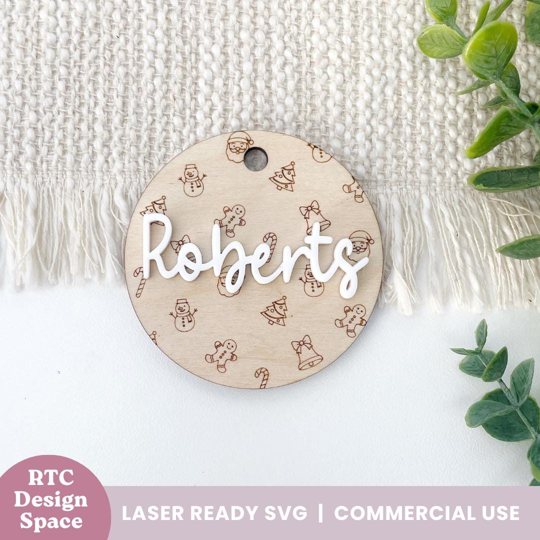 Christmas Name Tag Scoring Svg Laser Cut File Holiday Stocking Tag ...