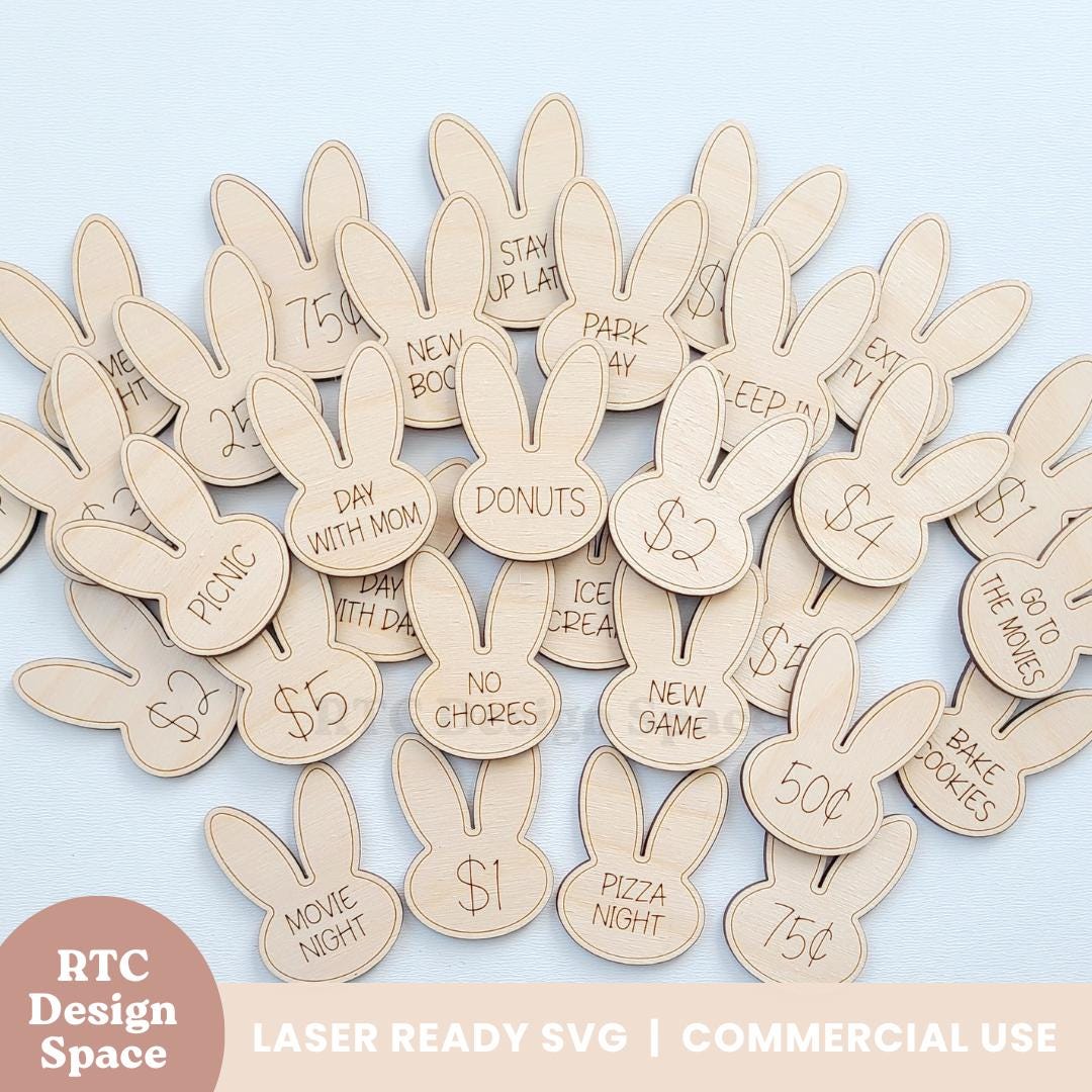 SVG Scoring Cut File Tokens Easter Egg Ticket for Kids Easter Bunny ...