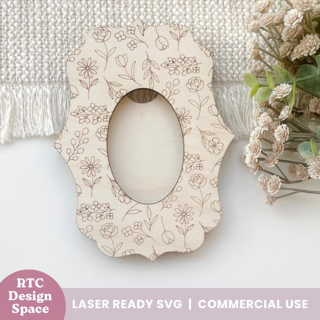 Scored Floral Photo Frame SVG Scored Laser Cut Picture Magnet File for ...