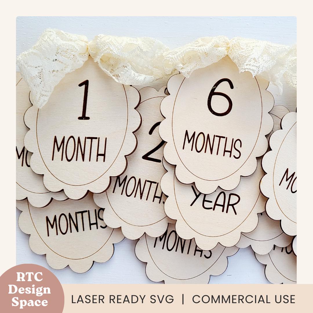 SVG Scalloped Monthly Milestones Baby Shower Gift Newborn Scallop Oval ...